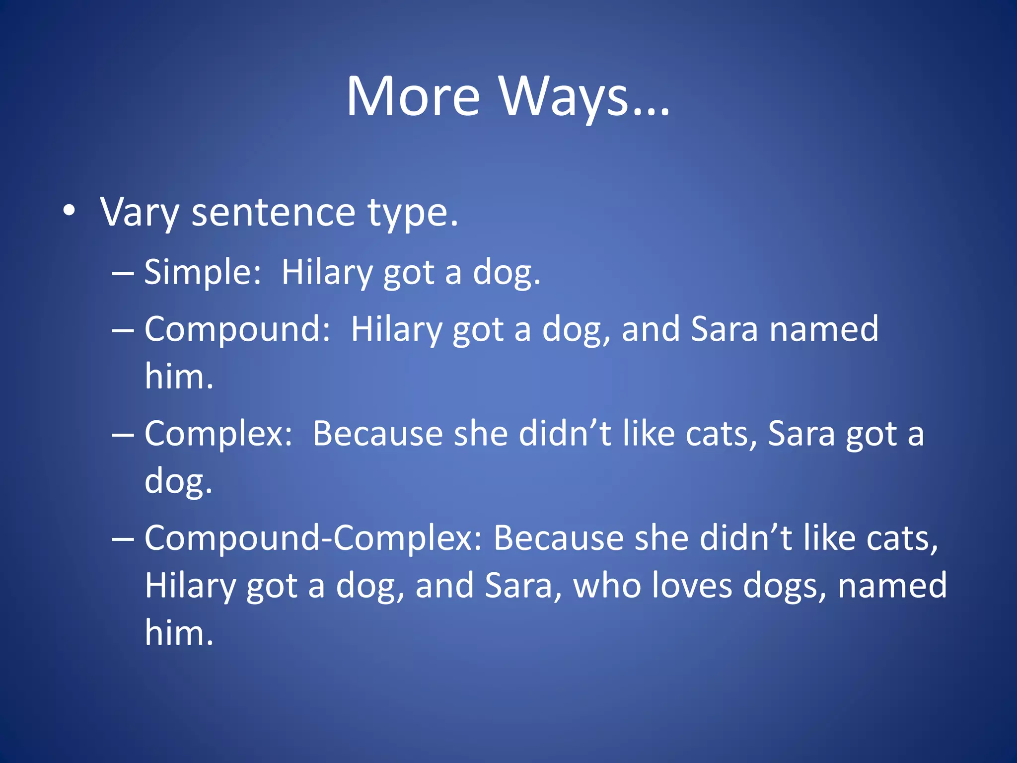 Varying Sentence structure | PPT
