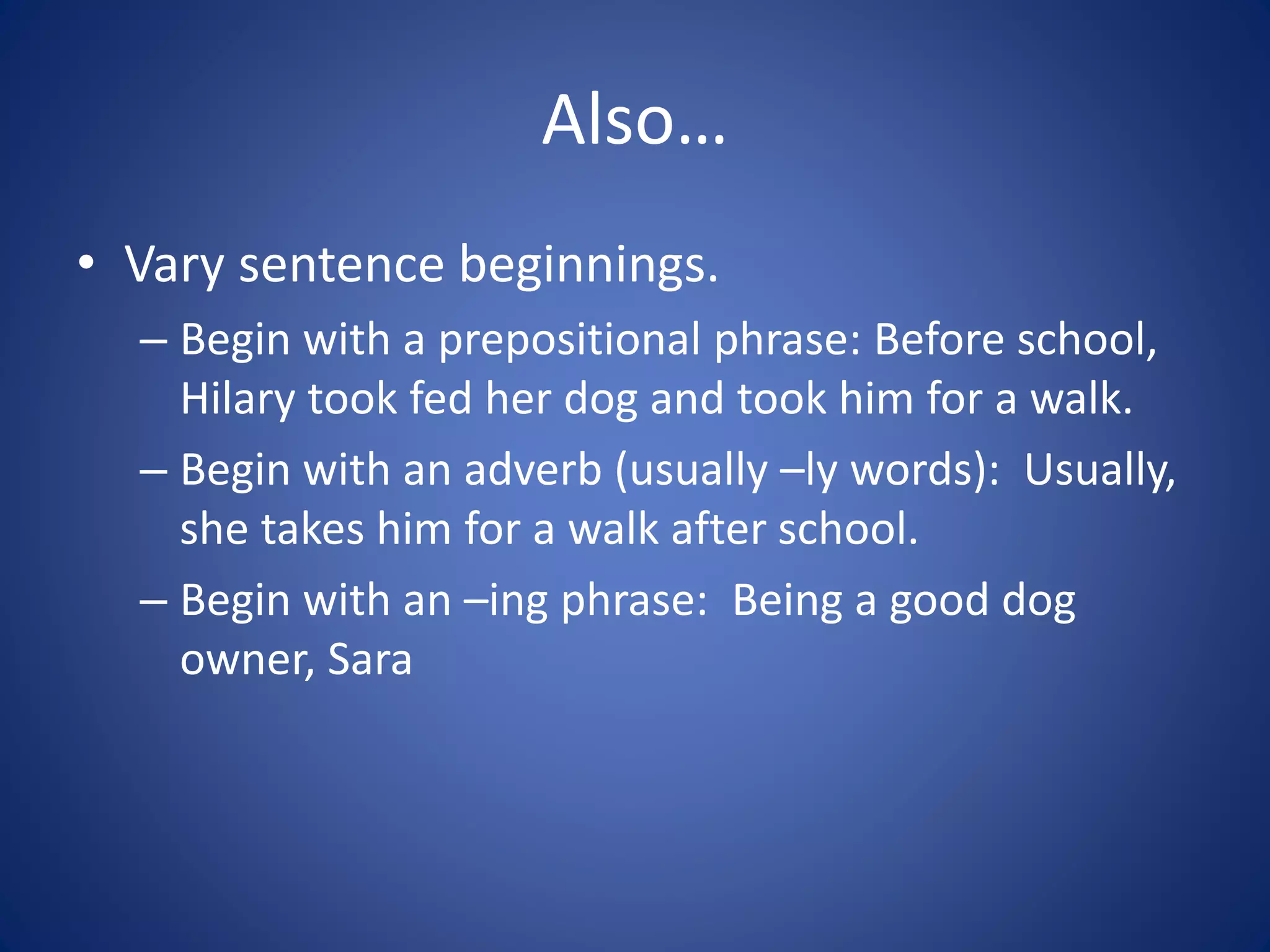 Varying Sentence structure | PPT