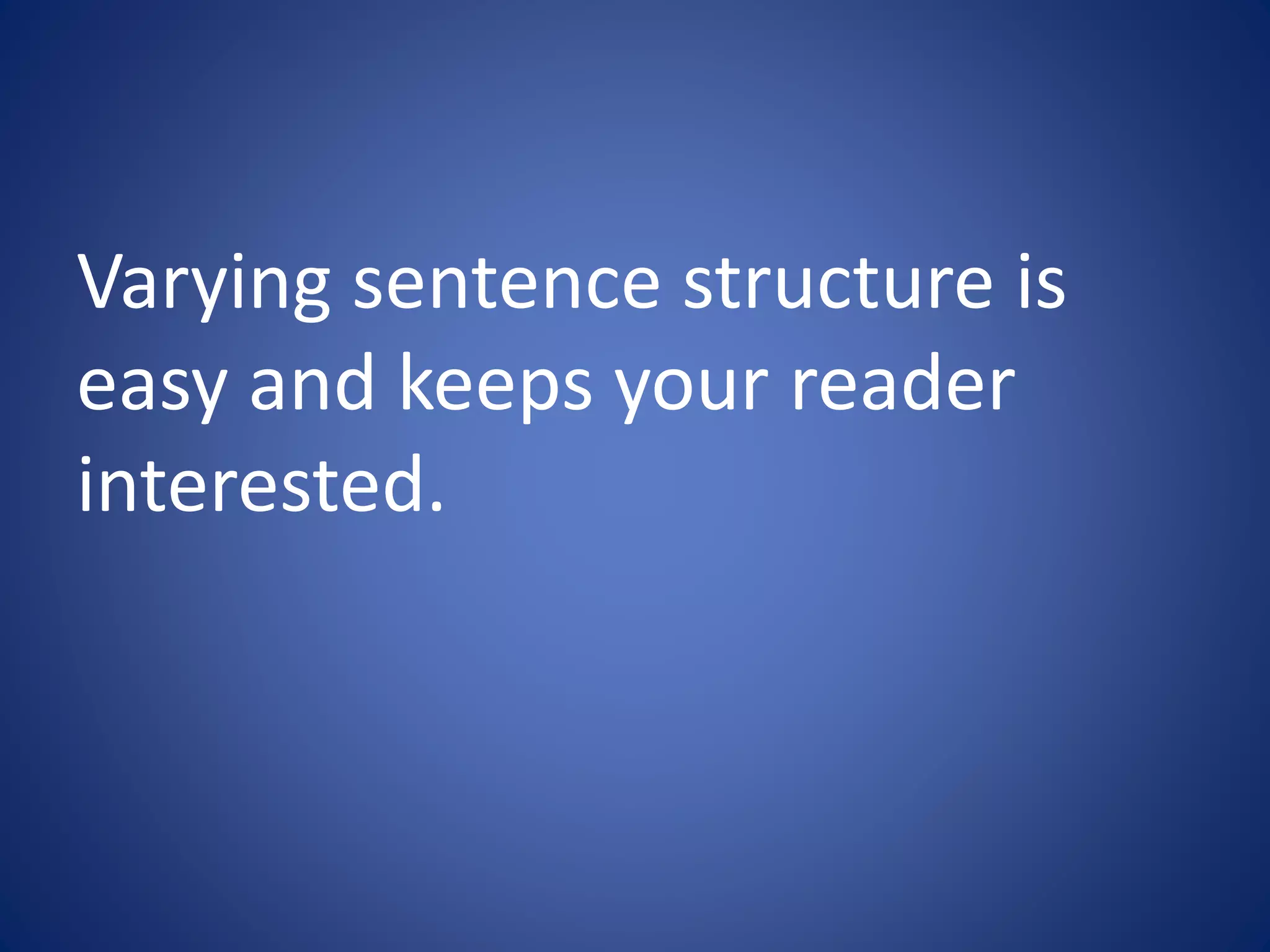 Varying Sentence structure | PPTX
