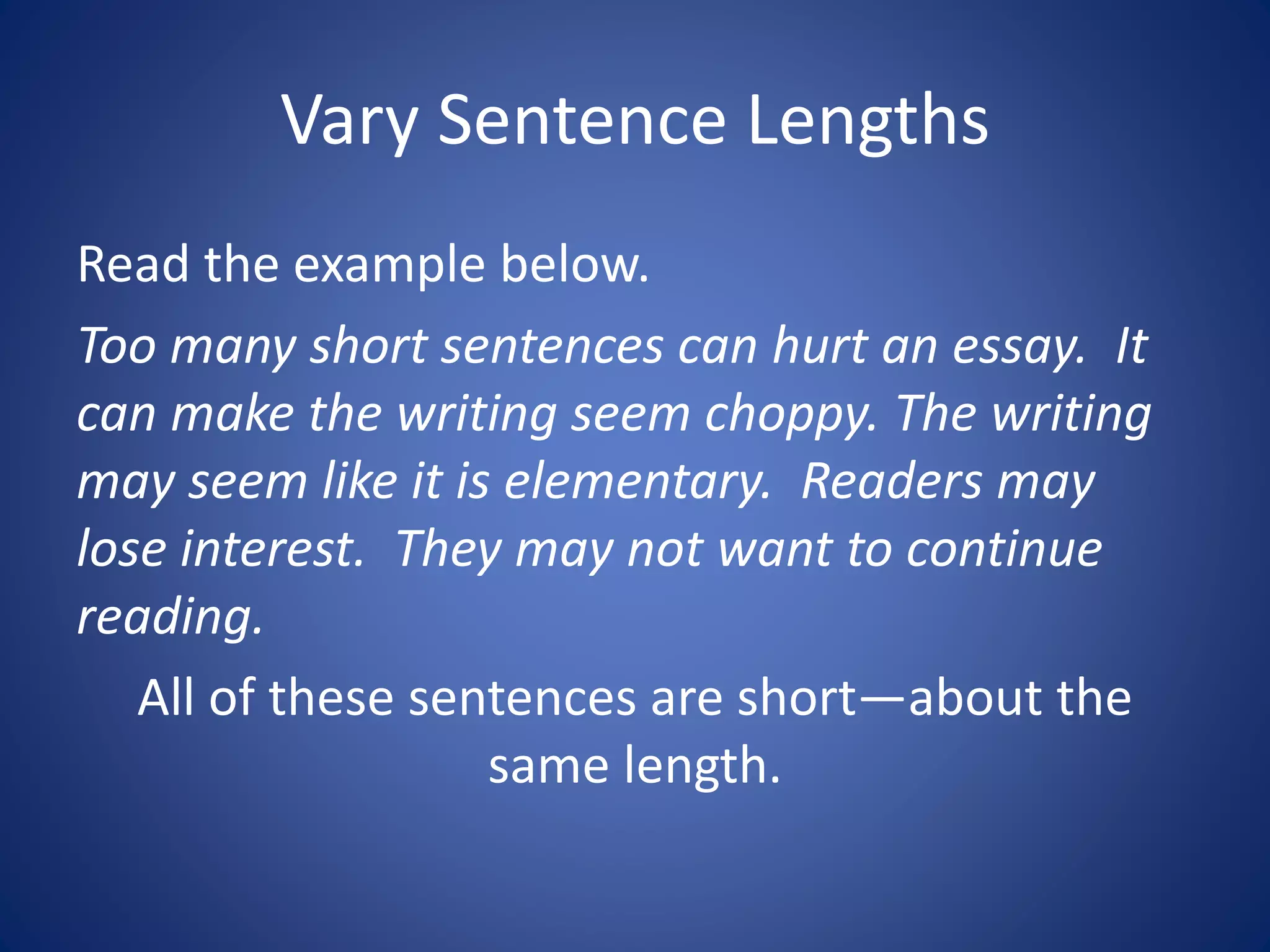 Varying Sentence structure | PPTX