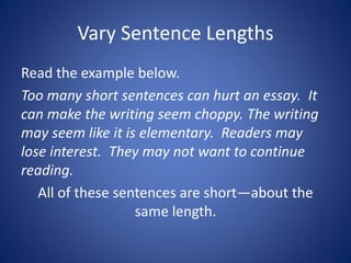 Varying Sentence structure | PPTX