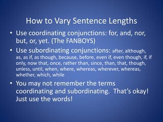 Varying Sentence structure | PPTX