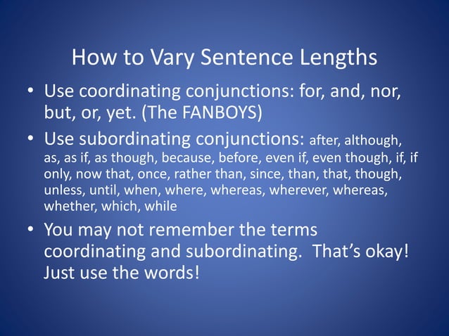 Varying Sentence structure | PPTX