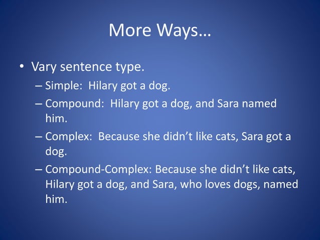Varying Sentence structure