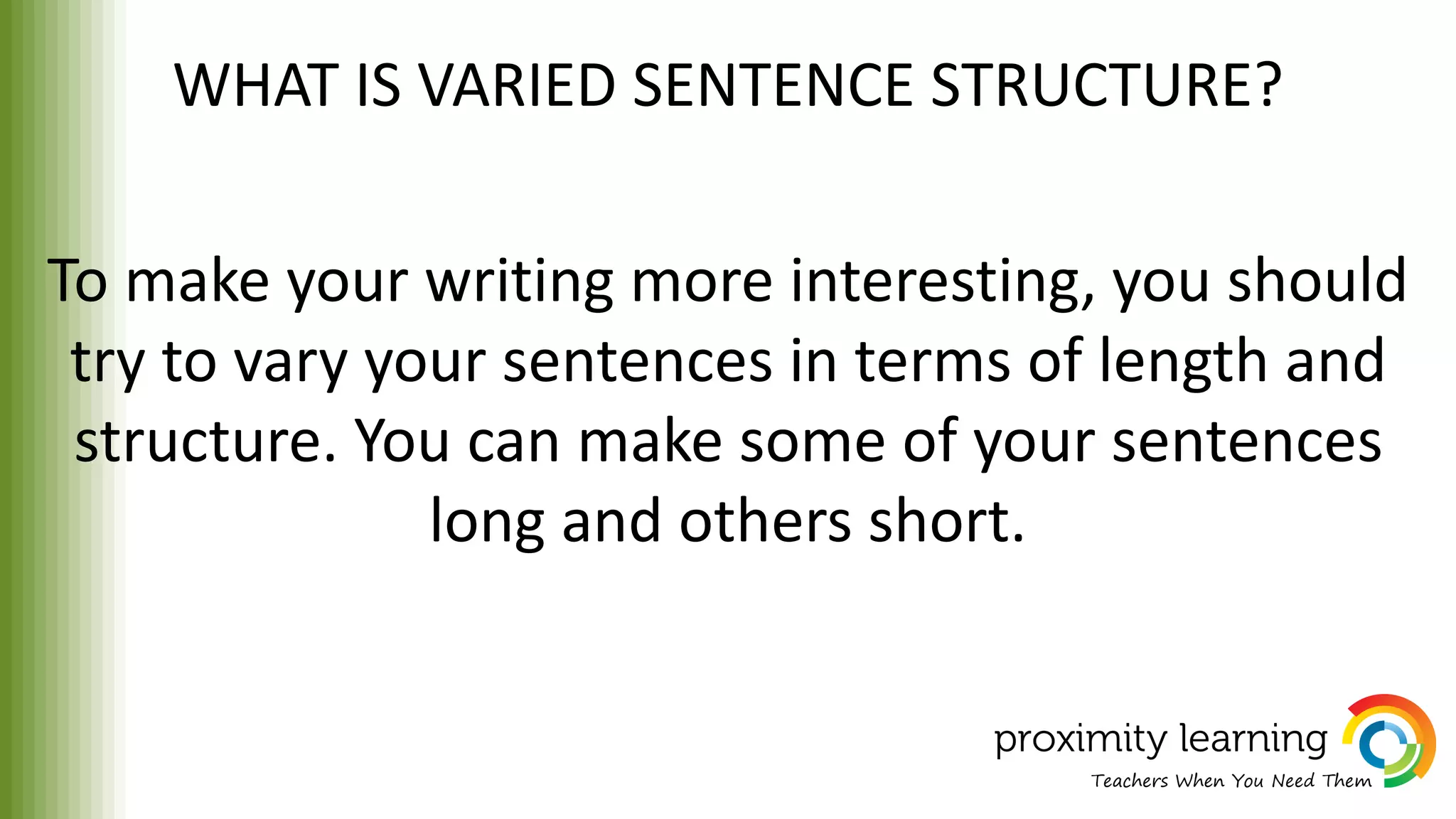 Varying sentence structure | PPTX