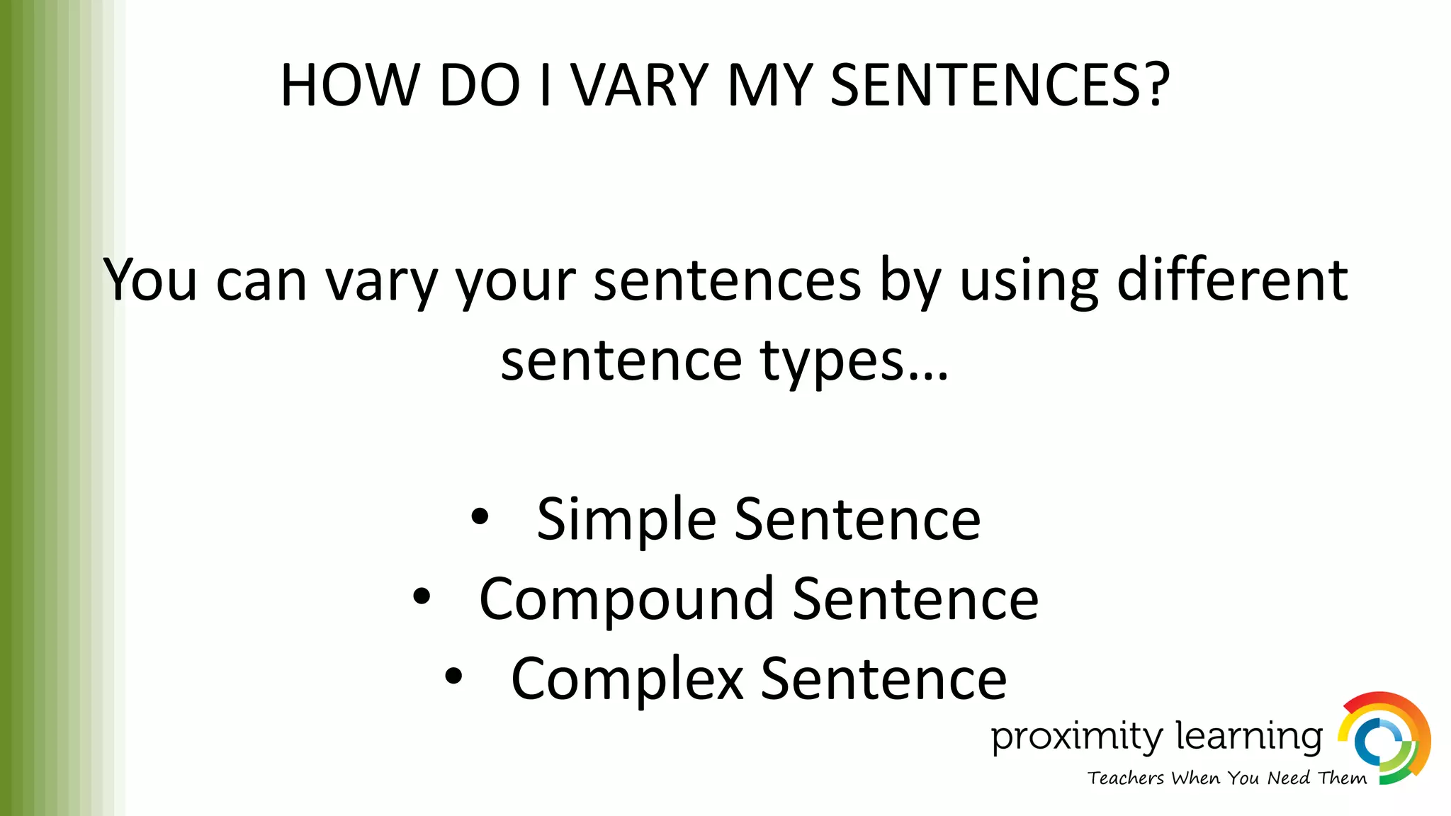 Varying sentence structure | PPTX