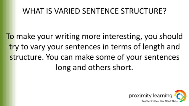 Varying sentence structure | PPTX