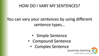 Varying sentence structure | PPTX