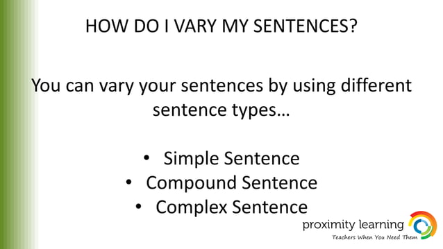 Varying sentence structure | PPTX