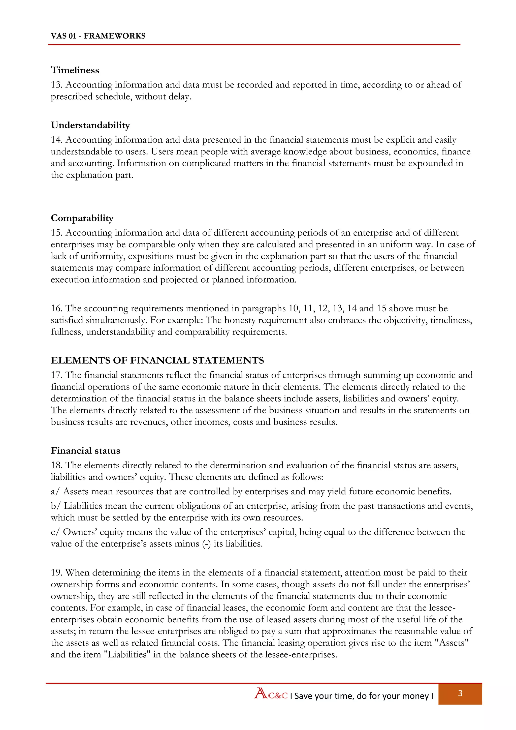 Vietnam Accounting Standards - VAS 01 Frameworks | PDF