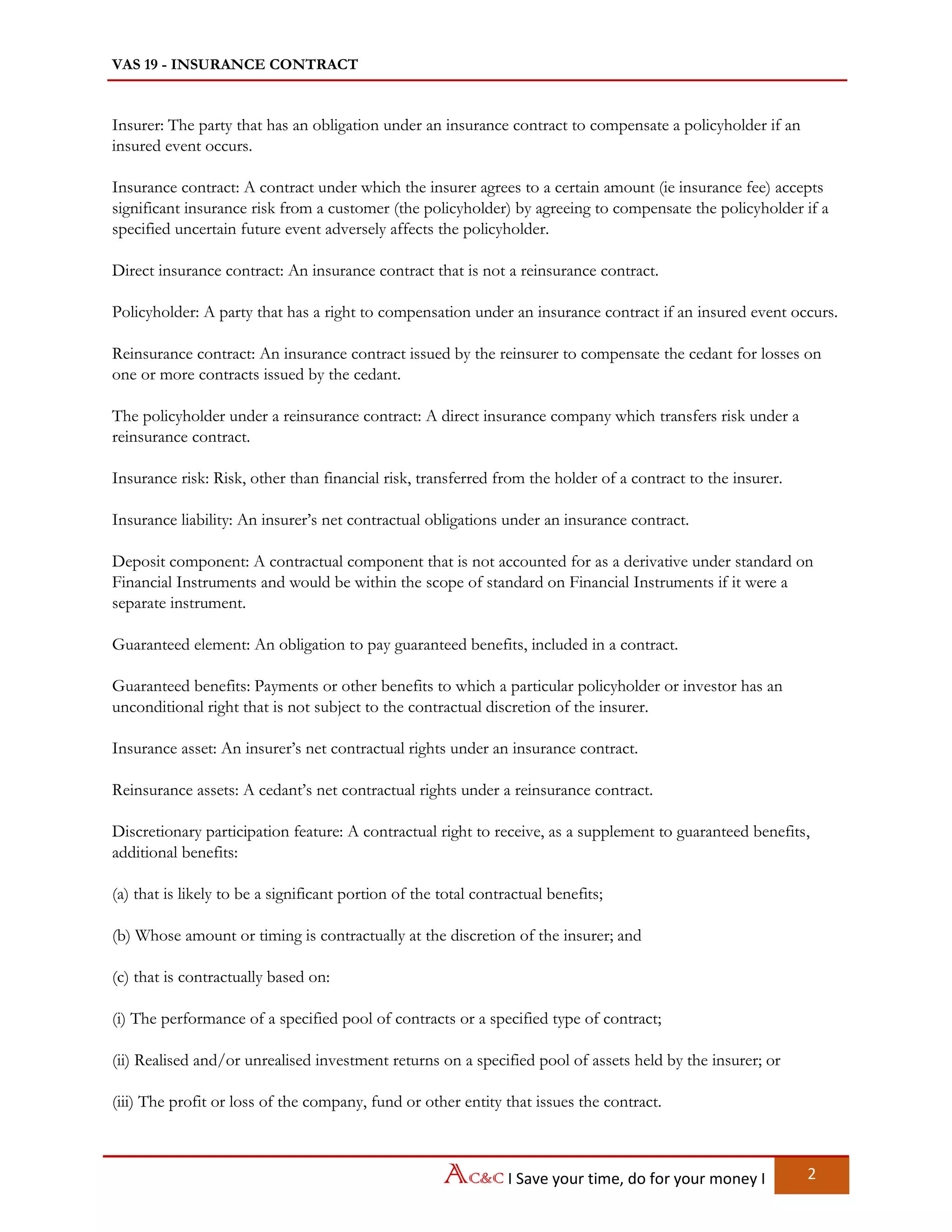 Vietnam Accounting Standards - VAS 19 Insurance Contract | PDF