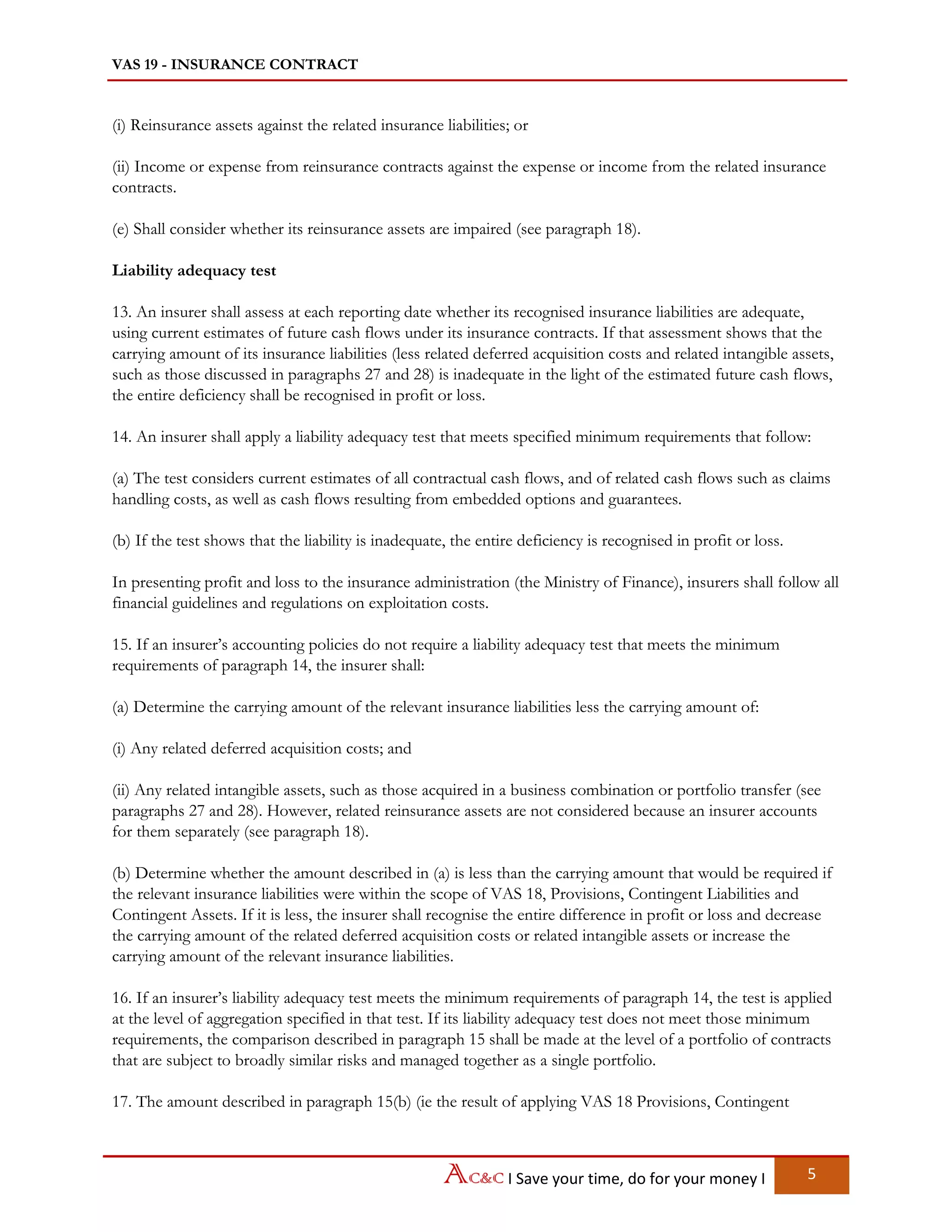 Vietnam Accounting Standards - VAS 19 Insurance Contract | PDF