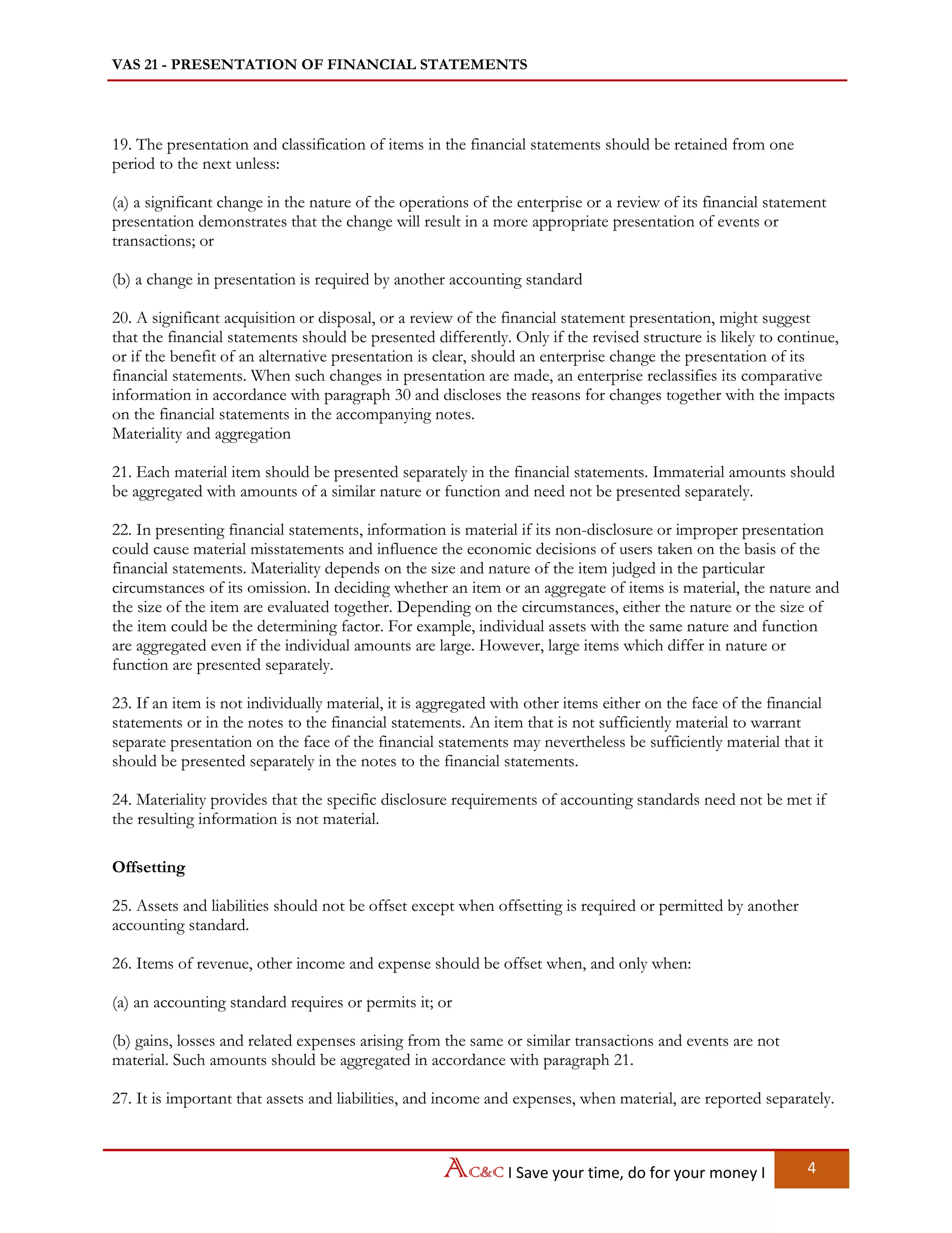 Vietnam Accounting Standards - VAS 21 Presentation of financial ...