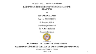 VASANTH Parkinson Disease Detection using mern | PPTX
