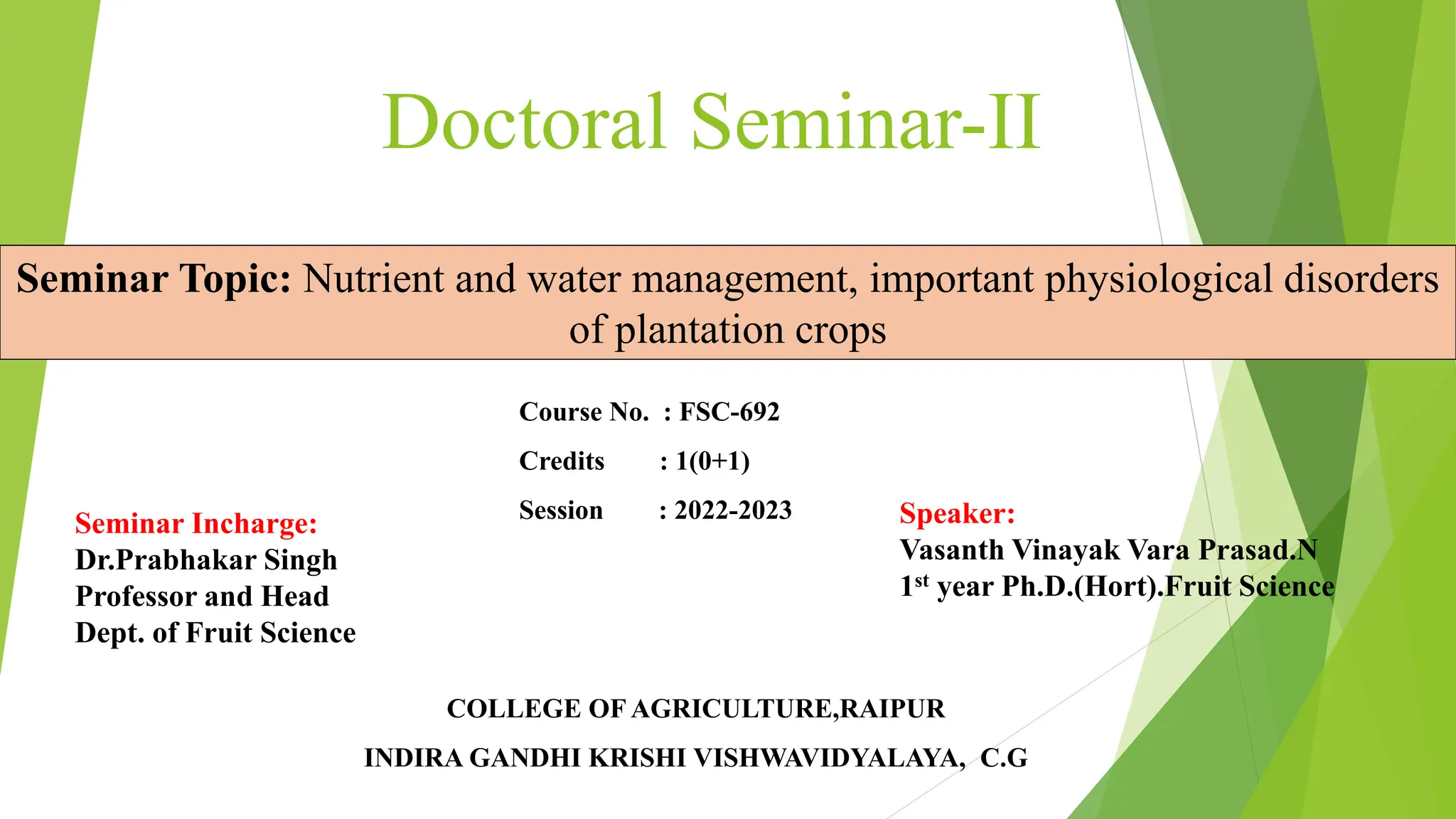 Nutrient and water management, important physiological disorders of ...