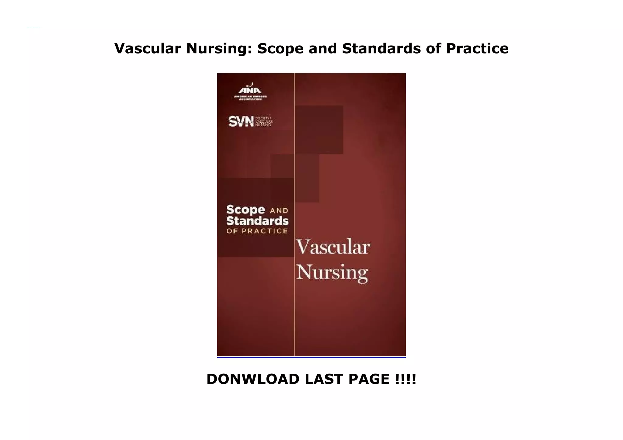 Vascular Nursing: Scope and Standards of Practice | PDF