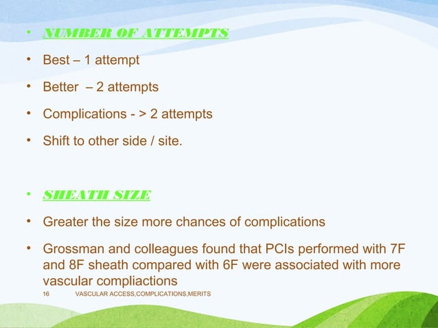 Vascular access in cardiac catheterization | PPT