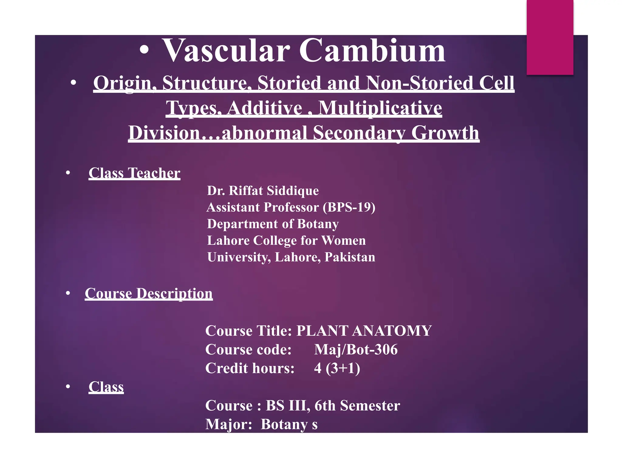 VASCULAR CAMBIUM Repaired plants anatomy | PPTX