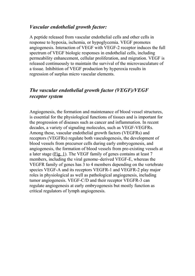 Vascular endothelial growth factor signaling pathwys in cancer | DOC