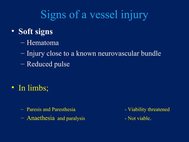 Vascular injuries and management 2018 | PPT | First Aid | Injuries