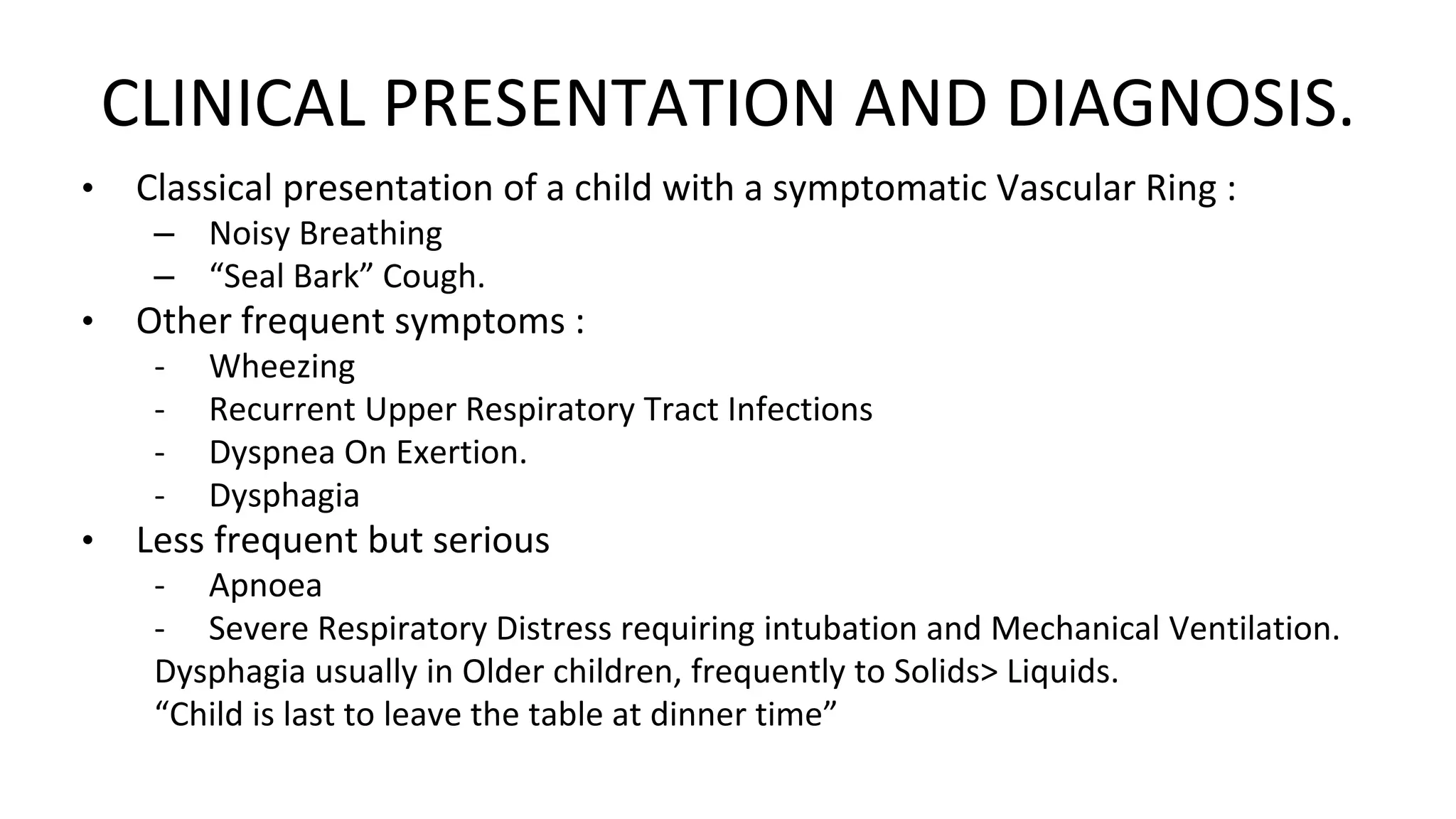 VASCULAR RINGS AND SLINGS TYPES HAEMODYNAMICS PRESENTATION AND ...