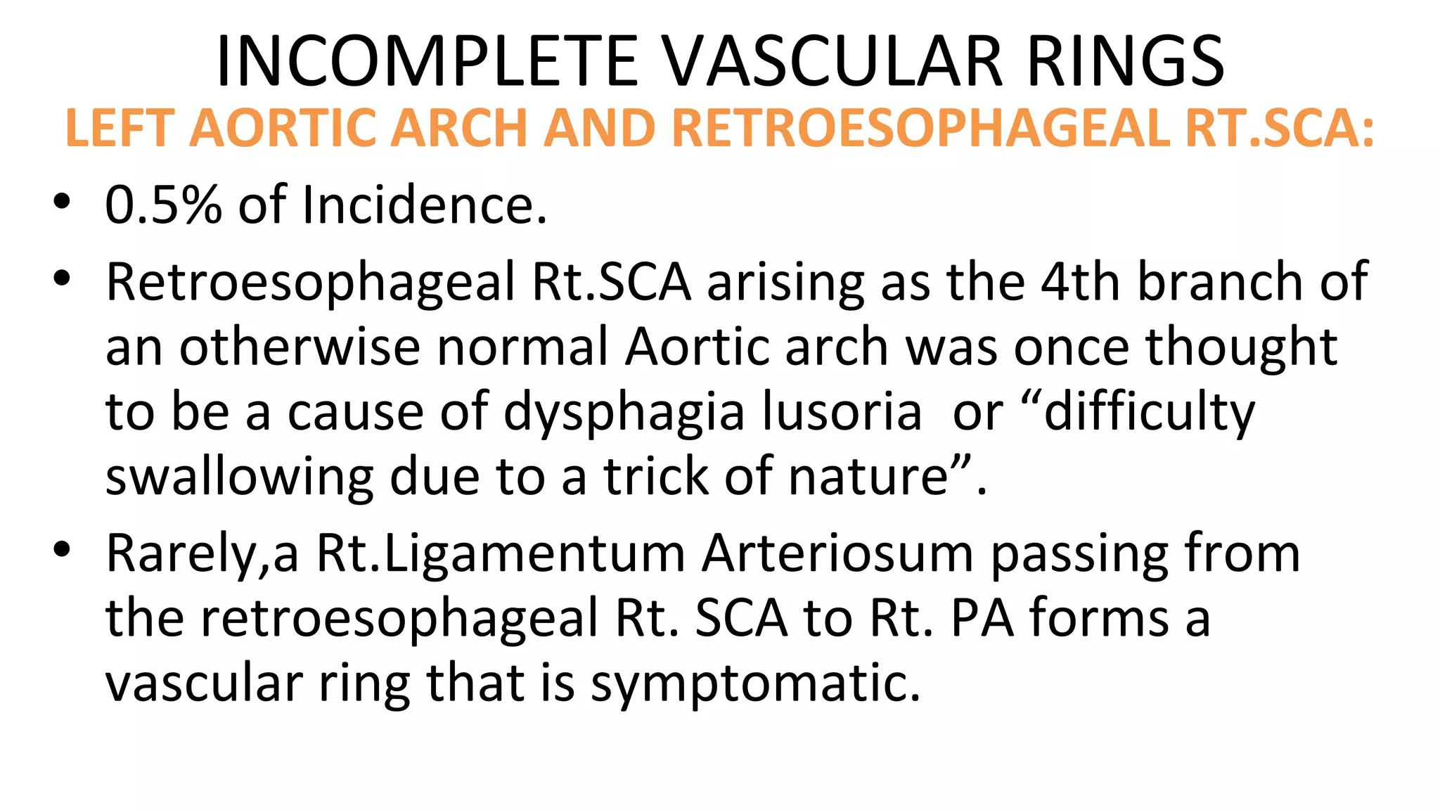 VASCULAR RINGS AND SLINGS TYPES HAEMODYNAMICS PRESENTATION AND ...