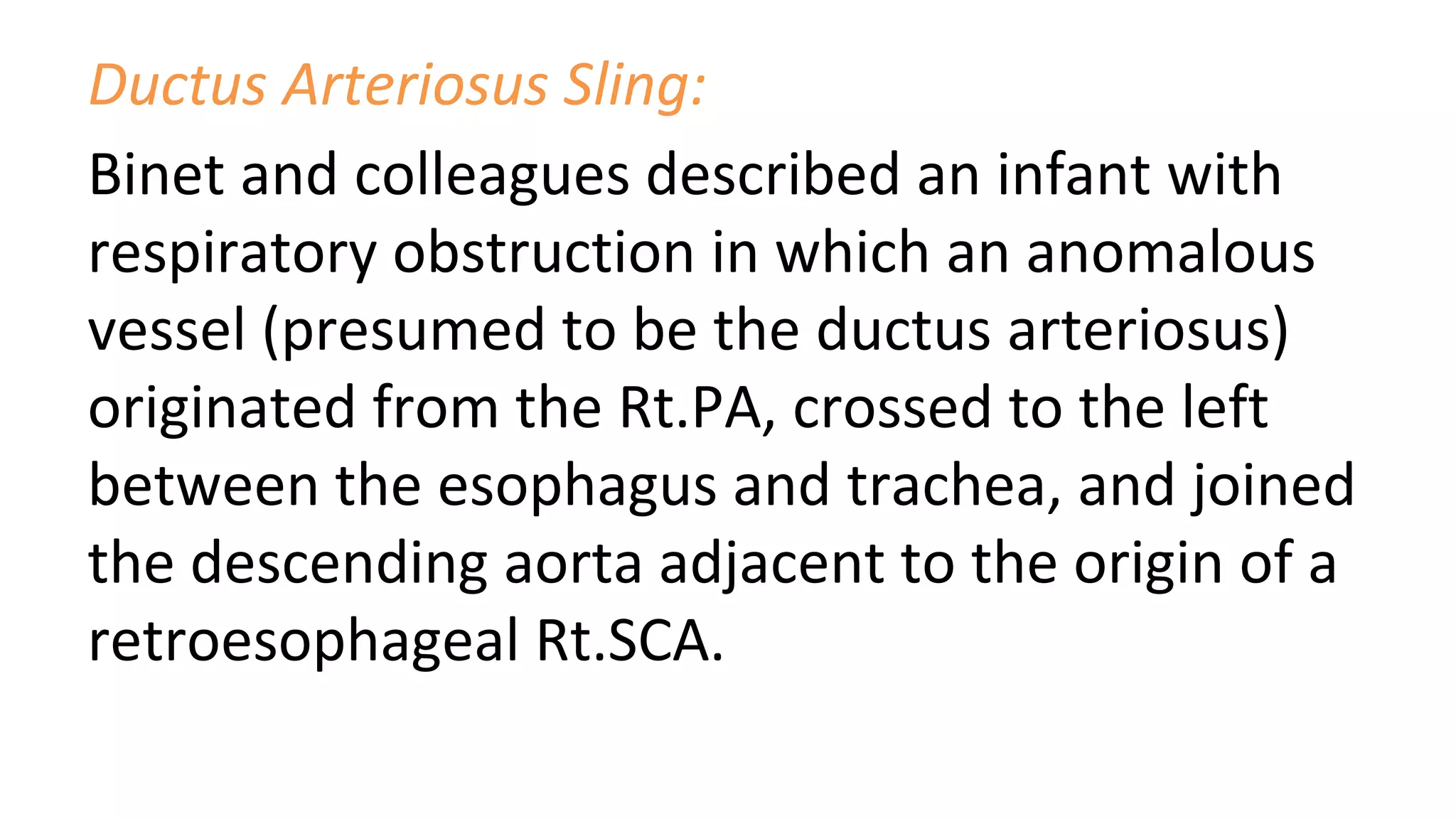VASCULAR RINGS AND SLINGS TYPES HAEMODYNAMICS PRESENTATION AND ...