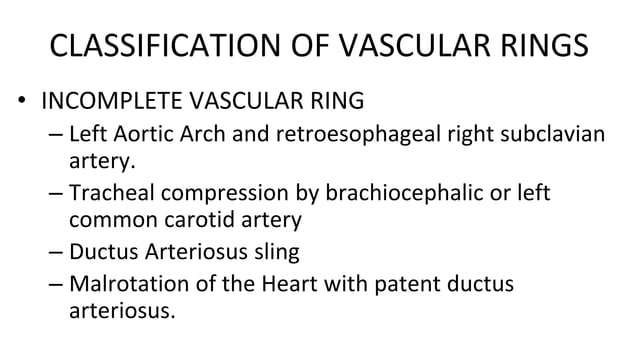 VASCULAR RINGS AND SLINGS TYPES HAEMODYNAMICS PRESENTATION AND ...