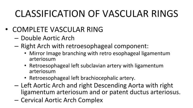 VASCULAR RINGS AND SLINGS TYPES HAEMODYNAMICS PRESENTATION AND ...