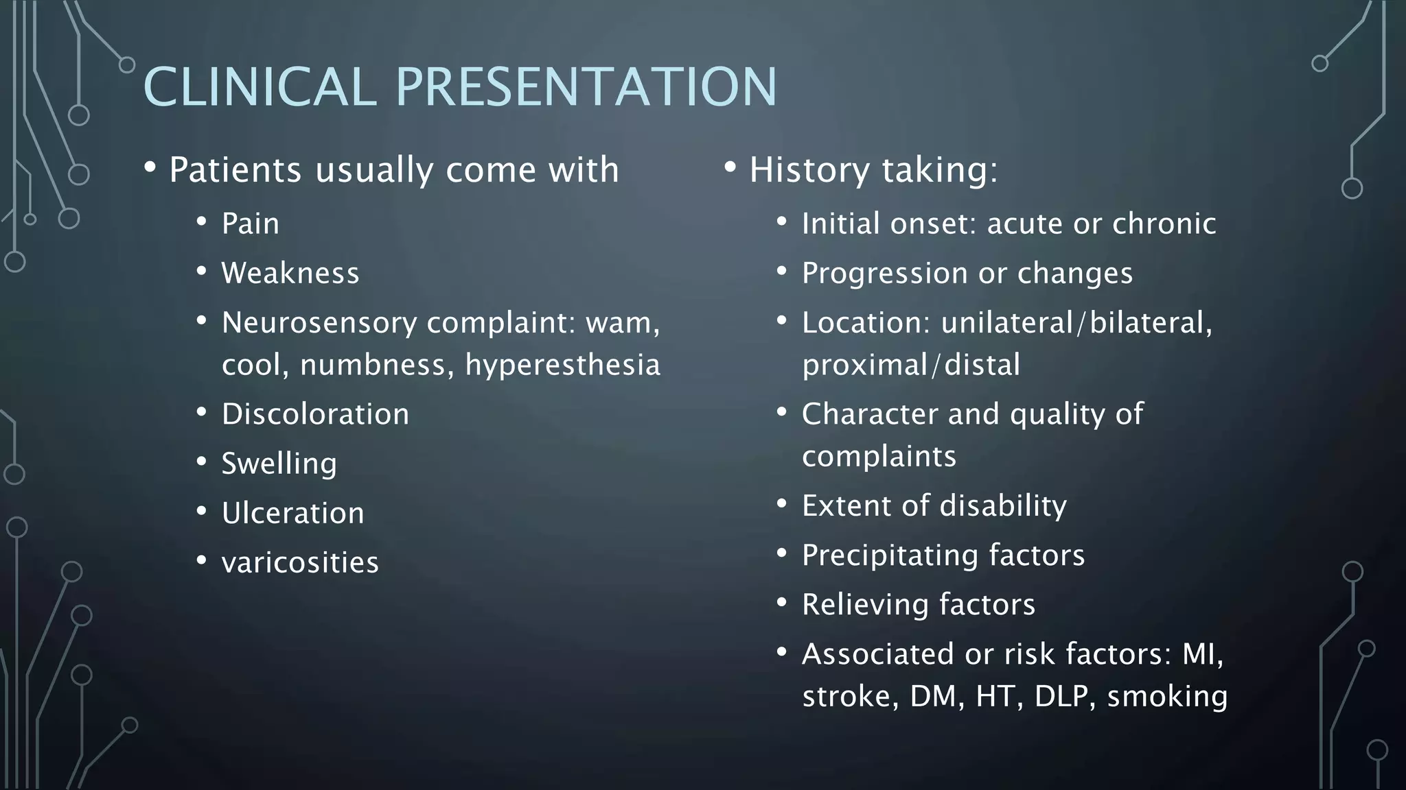 Vascular surgery for dummies: clinical evaluation | PPTX