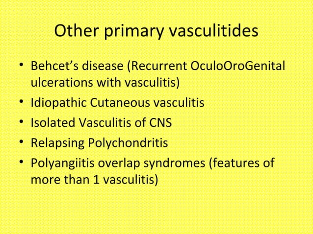 Vasculitis | PPT | Blood Disorders | Diseases and Conditions