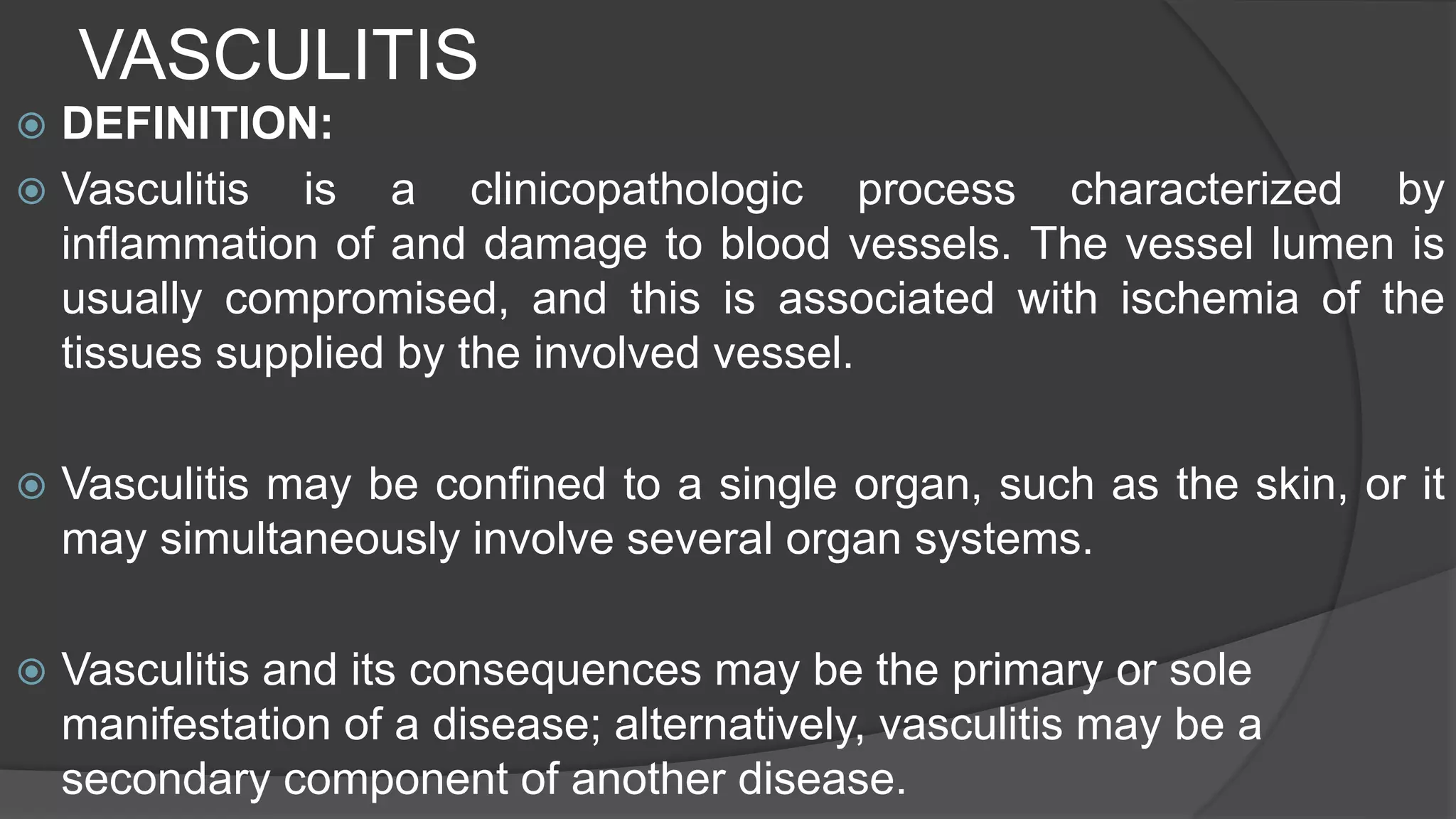 THE VASCULITIS SYNDROME | PPTX