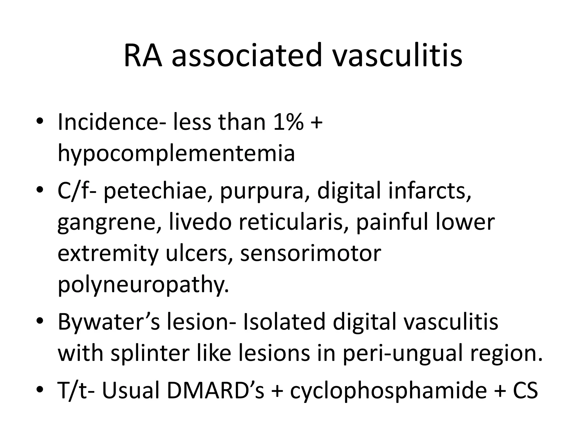Vasculitis classification, secondary forms, mimickers | PPTX