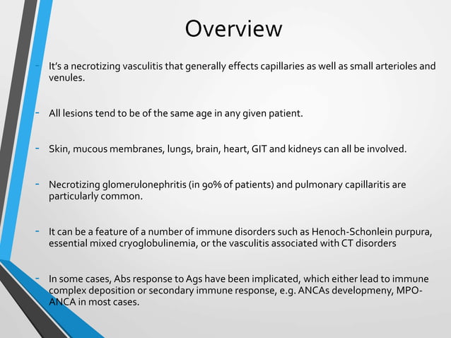 Vasculitis | PPTX | Blood Disorders | Diseases and Conditions
