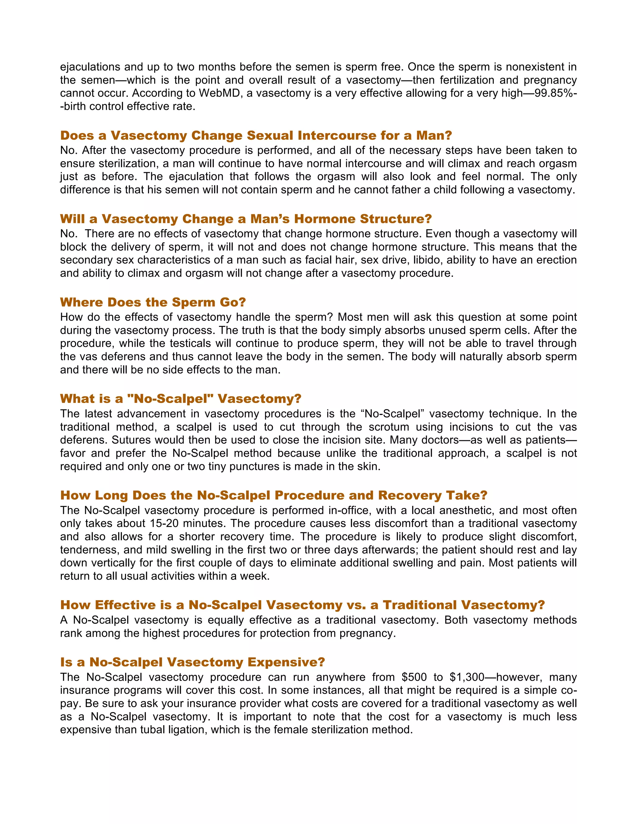 Vasectomy | No-Scalpel Vasectomy | Effects of Vasectomy | Plano, TX | PDF