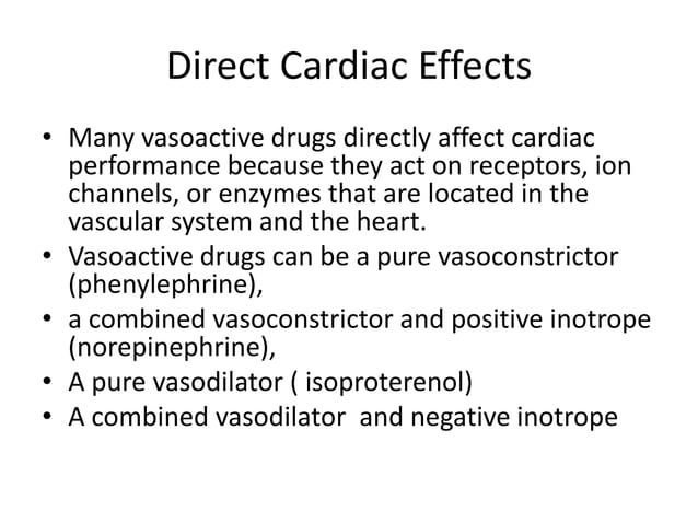 Vasoactive drugs | PPTX | Heart and Cardiovascular Diseases | Diseases ...