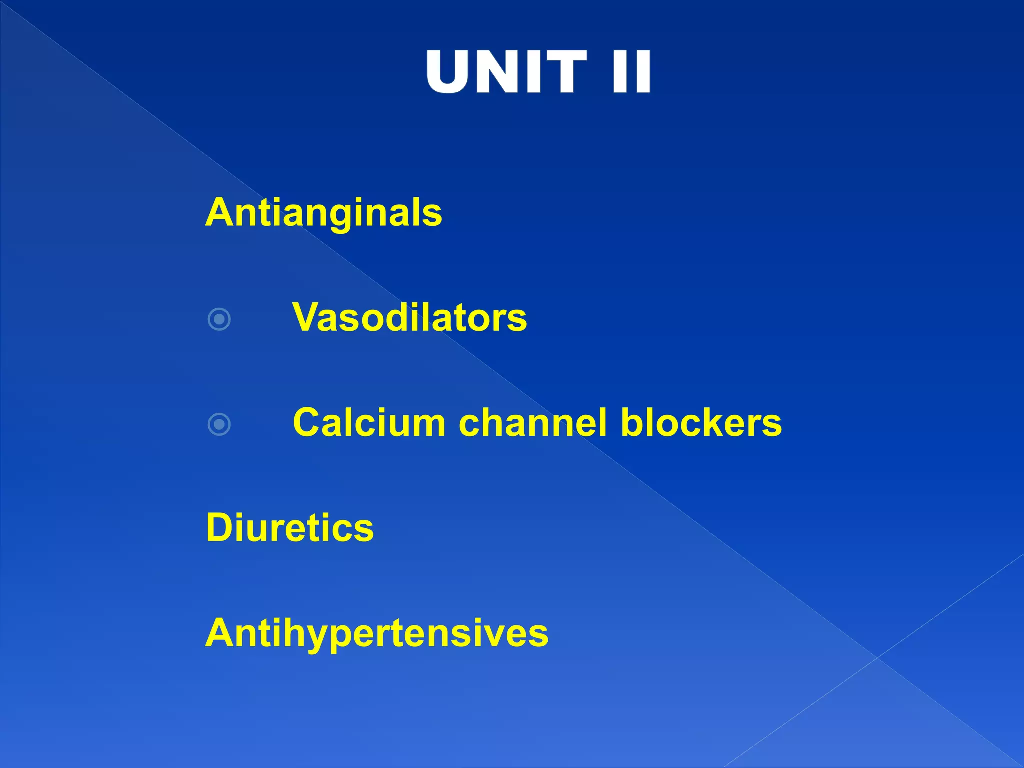 Vasodilators - Medicinal chemistry for B.Pharm. | PPTX