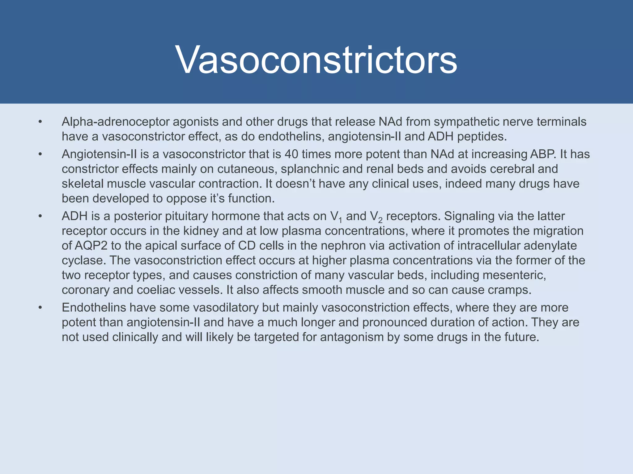 Vasodilators and vasoconstrictors | PPTX