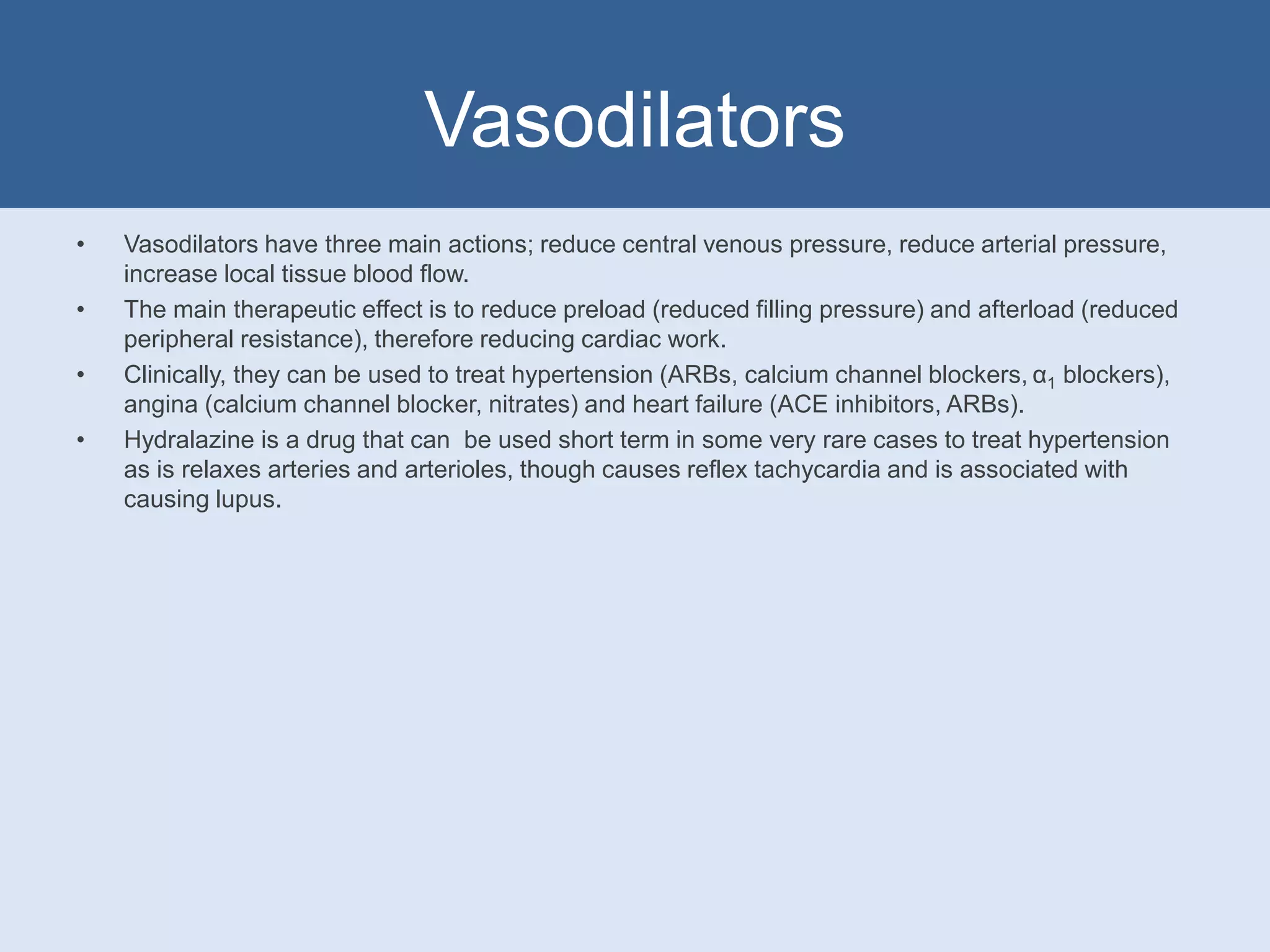 Vasodilators and vasoconstrictors | PPTX