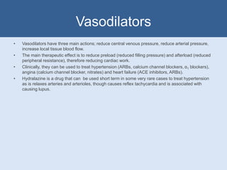Vasodilators and vasoconstrictors | PPTX