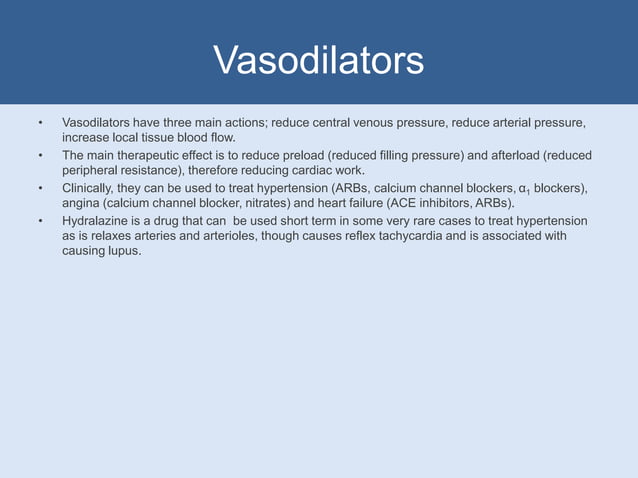 Vasodilators and vasoconstrictors | PPTX | Heart and Cardiovascular ...