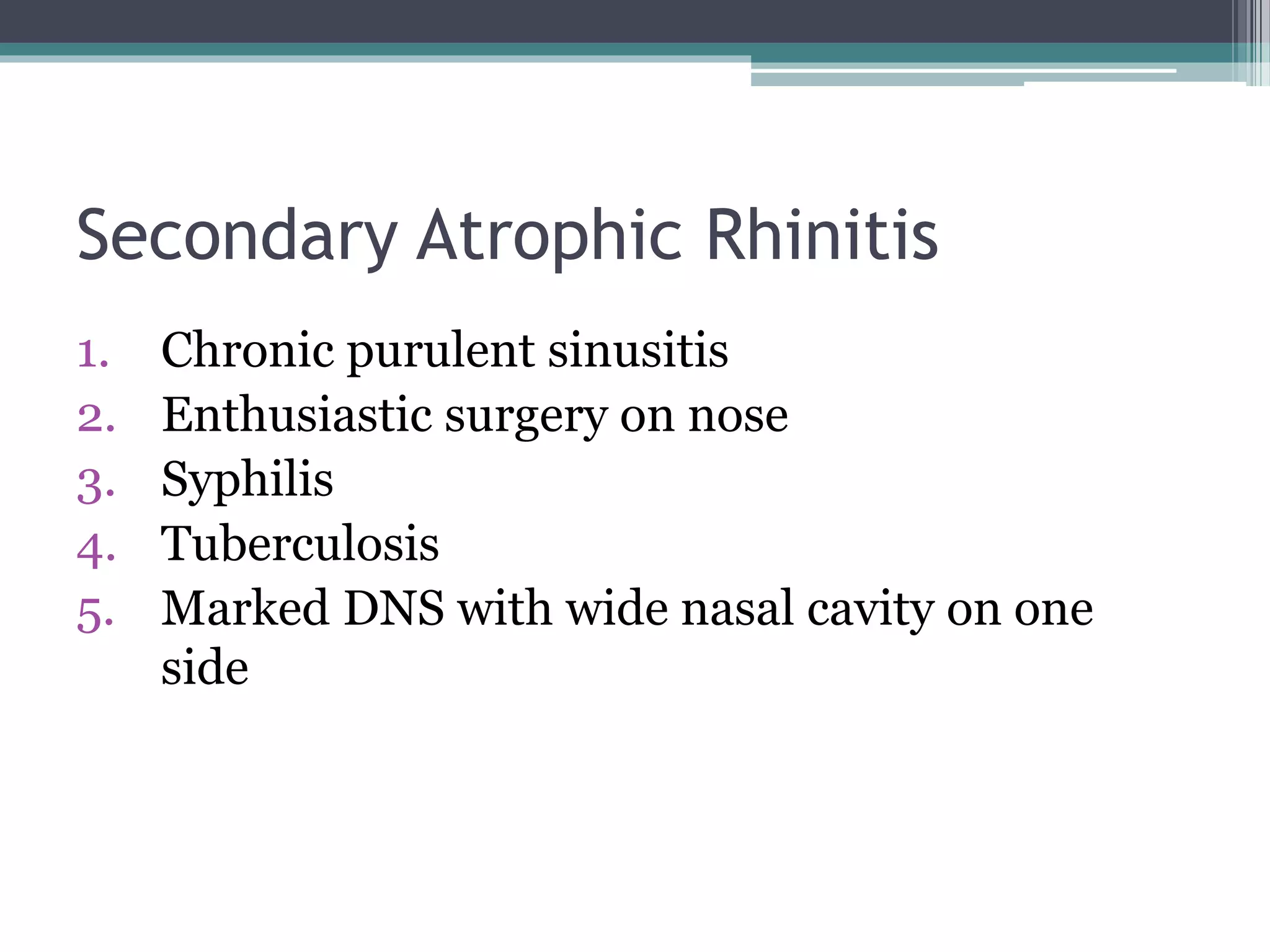 Vasomotor and atrophic rhinitis | PPT