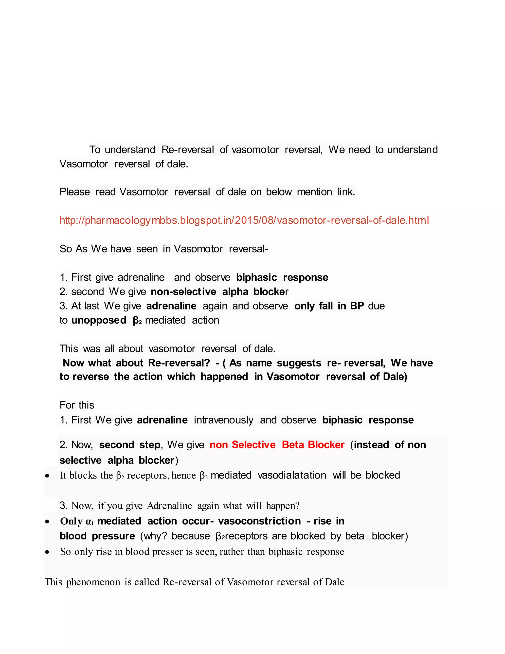 Vasomotor reversal of dale | DOCX