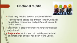Vasomotor rhinitis and other rhinitis | PPTX