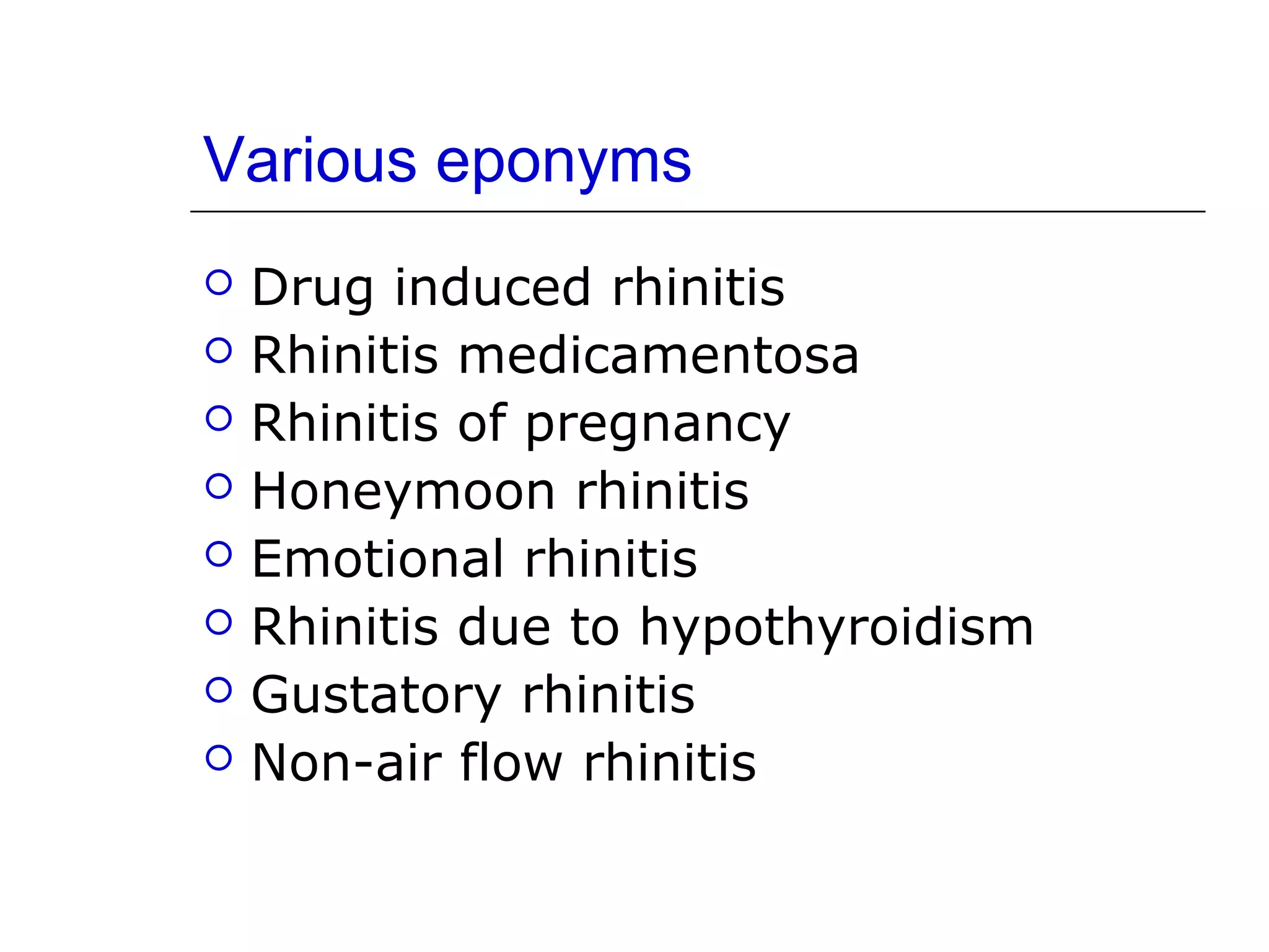 Vasomotor rhinitis & nares | PPT