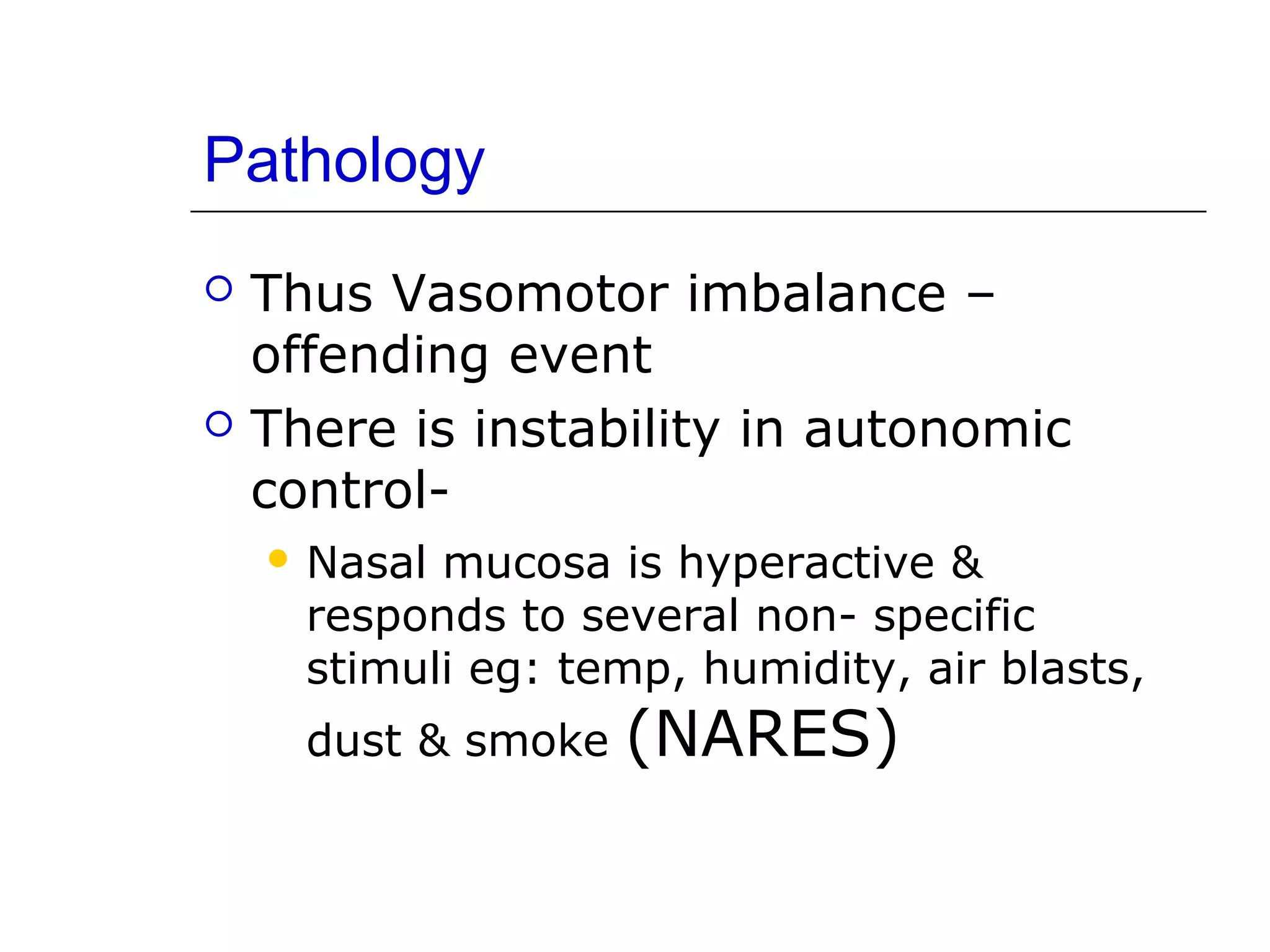 Vasomotor rhinitis & nares | PPT