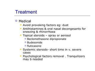 Vasomotor rhinitis & nares | PPT