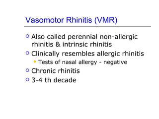 Vasomotor rhinitis & nares | PPT