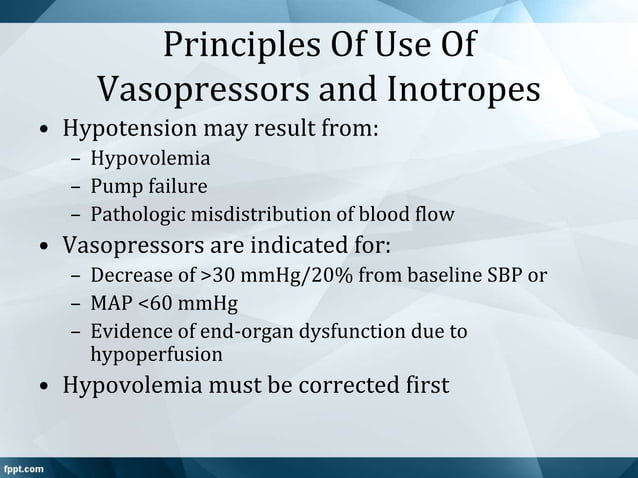 Vassopressors and Inotropes | PPTX | Heart and Cardiovascular Diseases | Diseases and Conditions