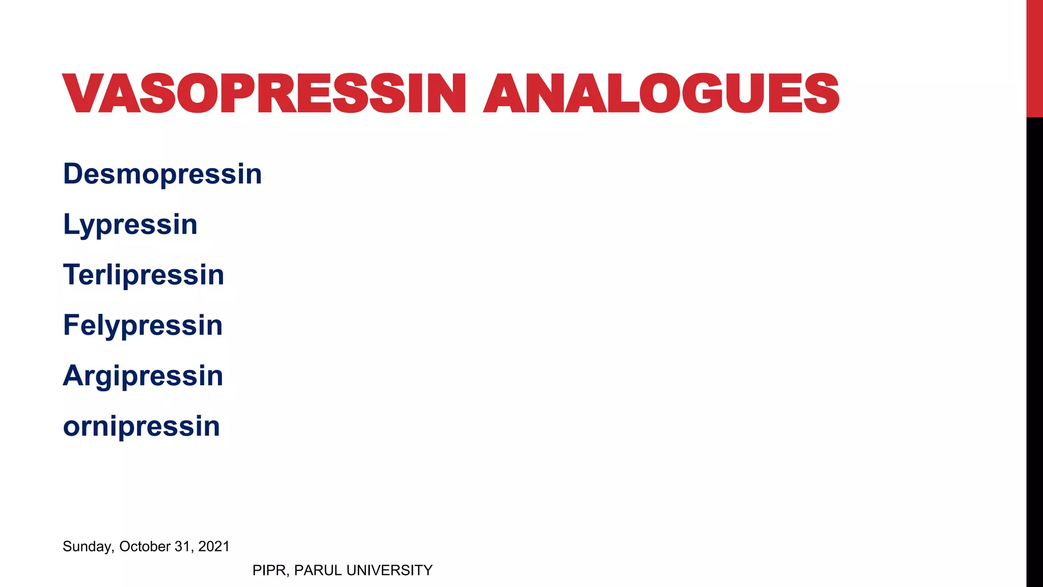 Vasopressin PHARMACOLOGY | PPTX